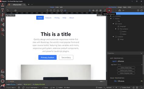 Wappler Documentation Creating Offcanvas Sidebar With Bootstrap 5
