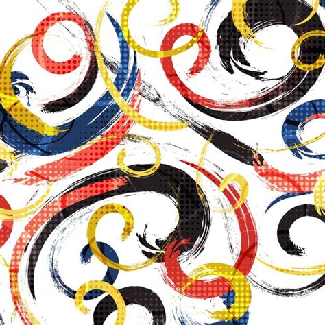 하프톤 효과와 함께 추상적이고 다채로운 브러시 배경 스포츠 배너 브러시 스트로크 일러스트레이션 스크래치 및 텍스처 요소 디자인 프리미엄 벡터