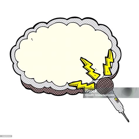 Mikrofon Kartun Dan Ruang Untuk Awan Teks Ilustrasi Stok Unduh Gambar Sekarang Awan Langit