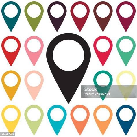 평면 간단한 스타일 타원 회색 그라데이션 그림자와 지도 핀 기호 위치 아이콘을 설정 합니다 다른 좋은 색상 흰색 배경에 고립 된 모양을 둥근 인쇄 또는 웹사이트에 대 한