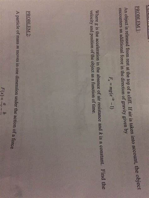 Solved Problem 1 Ount The Object An Object Is Released