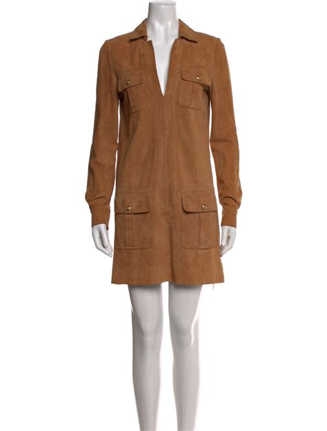 Diane Von Furstenberg Suede Mini Dress Brown Dresses Clothing
