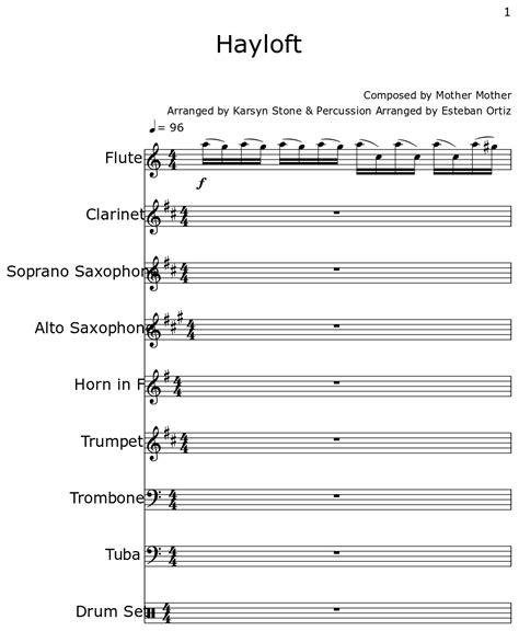 Hayloft Sheet Music For Flute Clarinet Soprano Saxophone Alto Saxophone Horn In F Trumpet