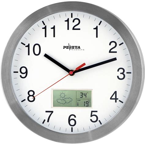 Radio Controlled Wall Clock With Digital Thermo Hygrometer Display