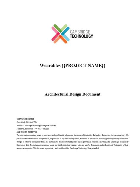 Architecture Design Document Template Wearables Project Name V1 0 Pdf Reliability