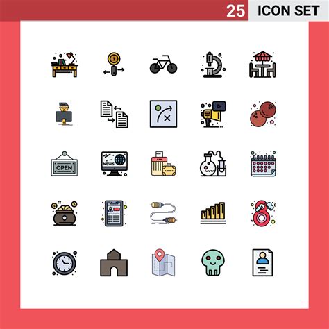 25 Universal Filled Line Flat Color Signs Symbols Of Decoration Microscope Search Lab Chemistry