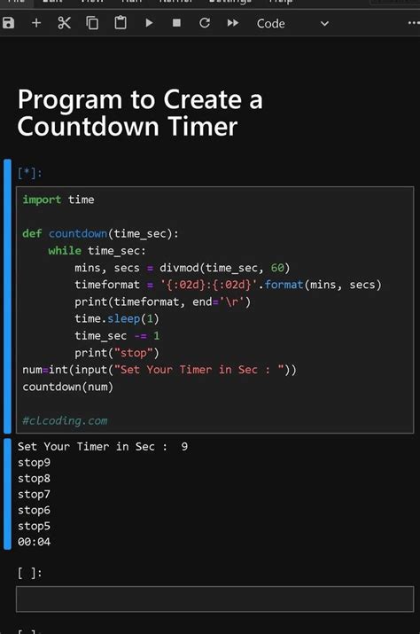 Python Program To Create A Countdown Timer Video Countdown Timer Coding Timer
