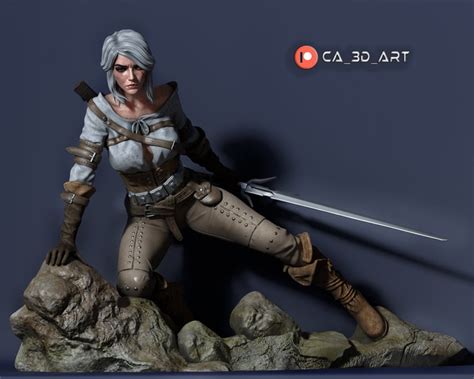 Ciri The Witcher Fan Art D Statue Etsy