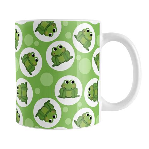 Cute Green Frog Pattern Mug Amys Coffee Mugs