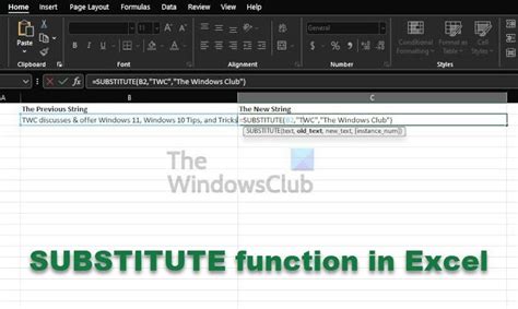 how to use substitute function in excel