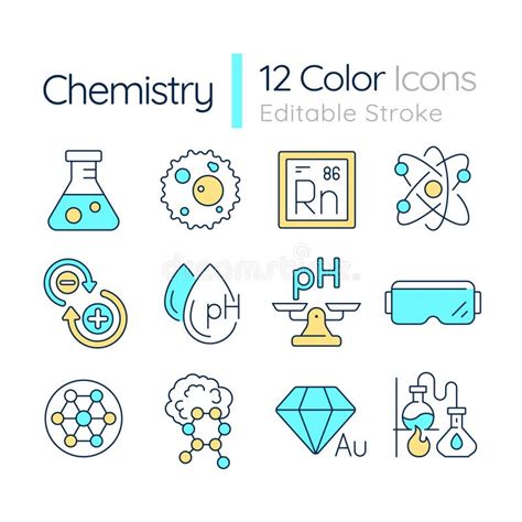 chemistry rgb color icons set stock vector illustration of lineart