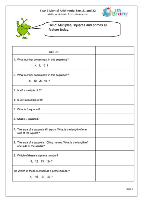 Mental Arithmetic Sets 21 And 22 Year 6 Mental Arithmetic By Mental Arithmetic Sets 21 And 22 Year 6 Mental Arithmetic By