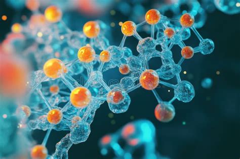 Complex Molecular Structure Showcasing Vibrant Interactions In A Scientific Context Stock