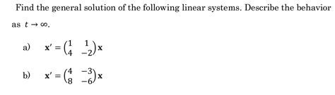 Solved Find The General Solution Of The Following Linear Chegg