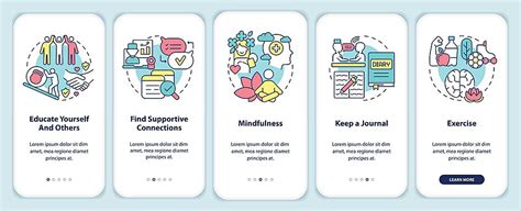 Stages Of Ptsd Onboarding Mobile App Screen Mockup Infographic Treatment Vector Mockup