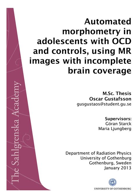 Pdf Automated Morphometry In Adolescents With Ocd And Controls Using Mr Images With