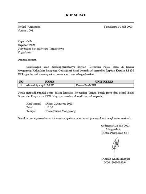 Template Surat Permohonan Pdf