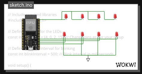 9 Blink Led In Following Pattern 3 Wokwi ESP32 STM32 Arduino Simulator