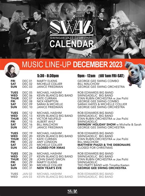 New Music Calendar Poster Swing 46