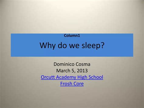 Why Do We Sleep Pptx