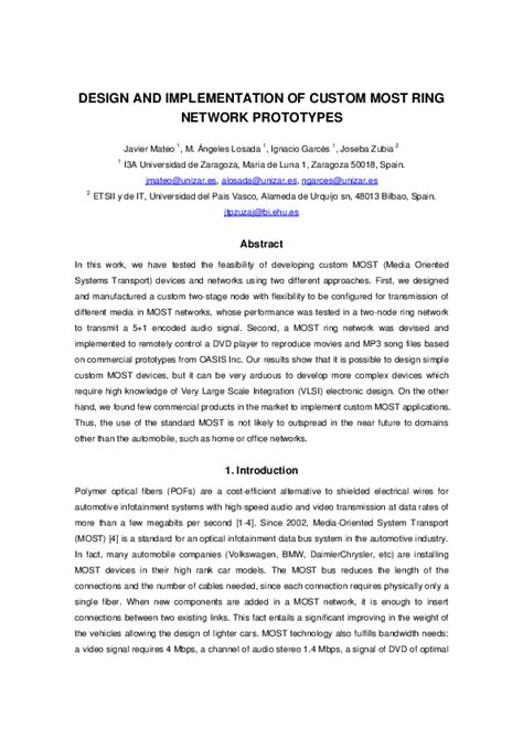 Pdf Design And Implementation Of Custom Most Ring Network Prototypes