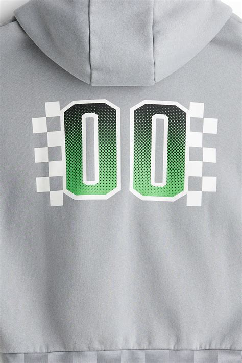 Горнище с качулка и цип Oversized Fit Сив Thunder Racing МЪЖЕ Handm Bg