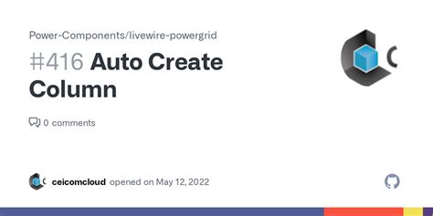 Auto Create Column Issue Power Components Livewire Powergrid GitHub
