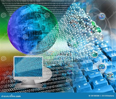 Monitor And Binary Code Stock Illustration Illustration Of Glowing