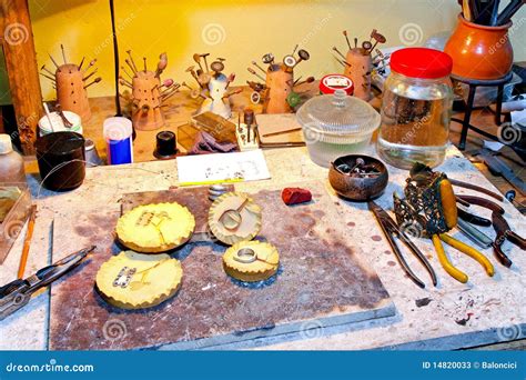 Workshop Table Stock Image Image Of Artistic Mould 14820033