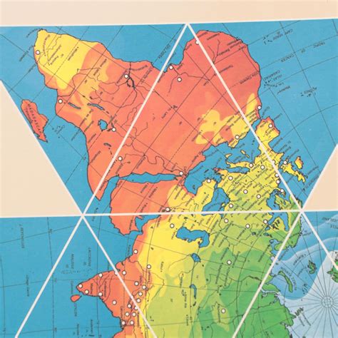 buckminster fuller halftone map dymaxion airocean world map 1979 ebth