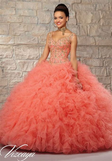 Coral Color Quinceanera Dresses
