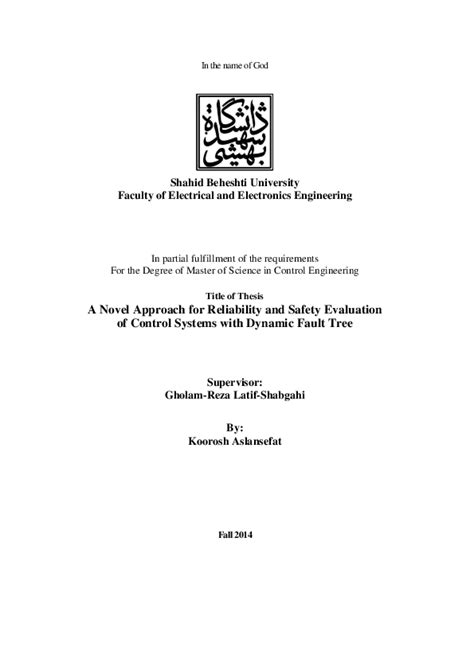 Pdf A Novel Approach For Reliability And Safety Evaluation Of Control Systems With Dynamic