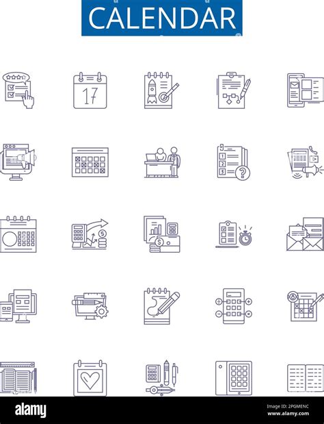 Calendar Line Icons Signs Set Design Collection Of Calendar Dates Schedule Planner Tracking