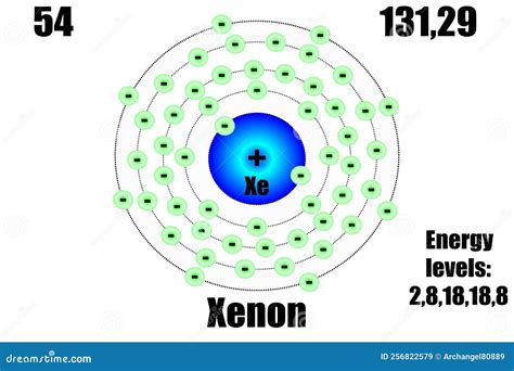 Xenon Atom With Mass And Energy Levels Stock Vector Illustration Of