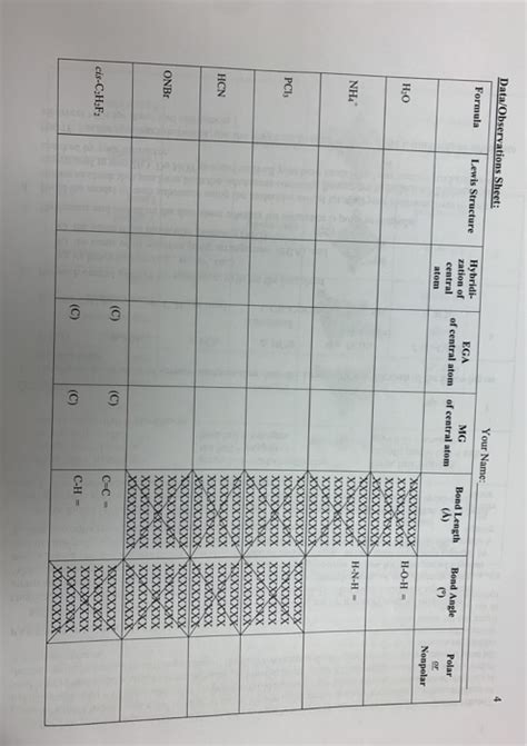 help draw and list the following data observations sheet formula lewis