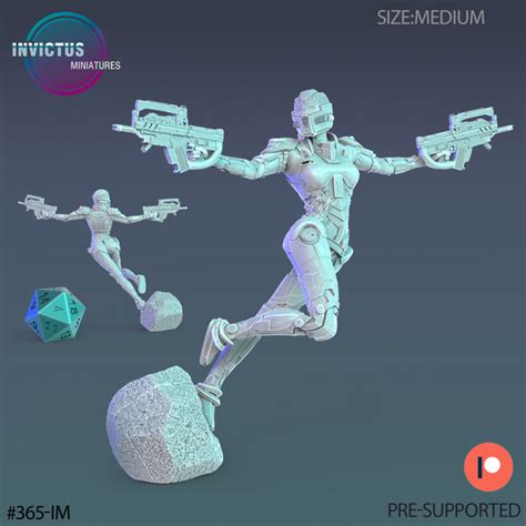 3d Printable Netrunner Girl Shooting War Device Hacker City Officer Cyberpunk Warrior