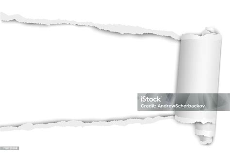 종이 컬과 흰 종이에 왼쪽에서 오른쪽으로 찢어진 길쭉한 구멍 벡터 종이 모의 가장자리에 대한 스톡 벡터 아트 및 기타 이미지 가장자리 갈기갈기 찢어진 구멍 Istock