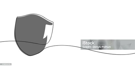 방패의 한 줄로 그리기 안전 및 보안 아이콘의 연속 라인 기호가 색상으로 표시됩니다 한 줄 아이콘입니다 벡터 일러스트 레이 션 개념에 대한 스톡 벡터 아트 및 기타 이미지