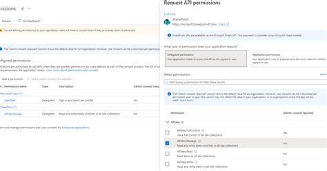 sharepointonline csom aad app registration delegated permissions