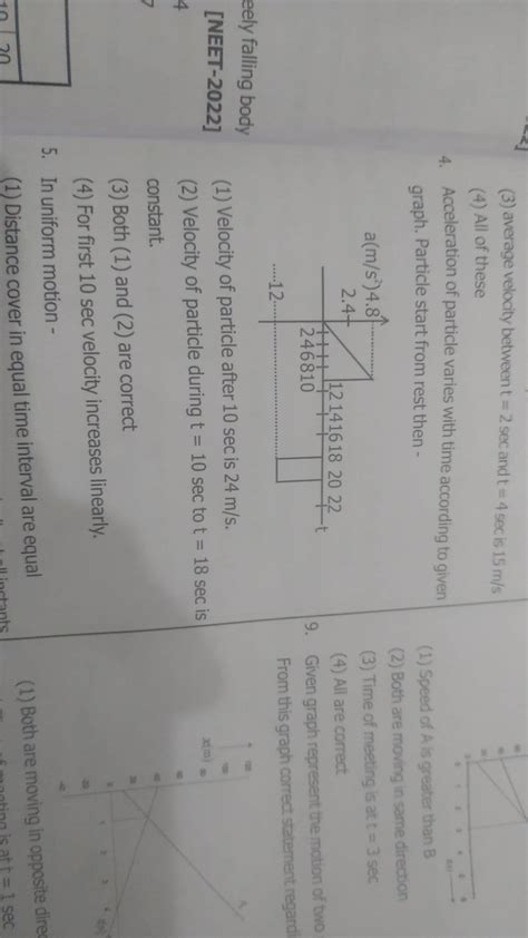 given graph represent the motion of two from this graph correct statement