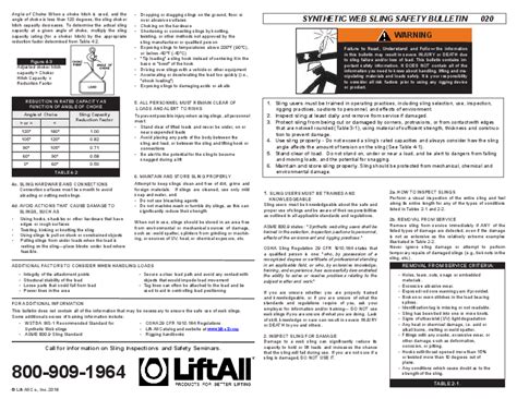 Synthetic Web Sling Safety Guidelines For Proper Usage Lift All Gbs1n Manual