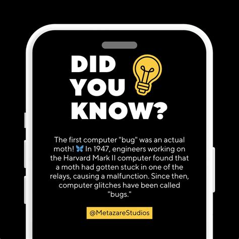 Metazare Did You Know 💡 The First Computer Bug Was An Actual Moth 🦋 In 1947 Engineers