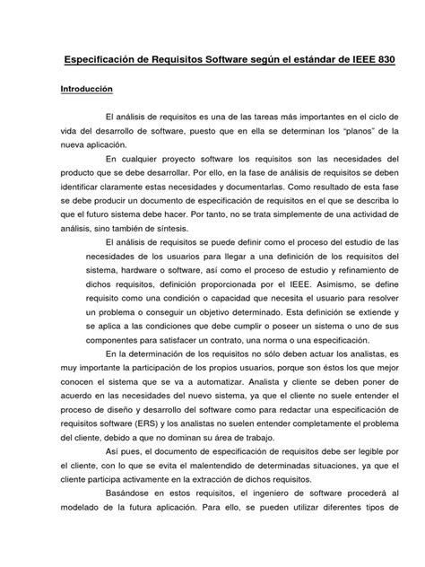 Especificación De Requerimientos Según El Estándar De Ieee 830 Pdf