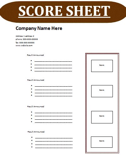Score Sheet Templates 24 Printable Word And Excel Formats Samples