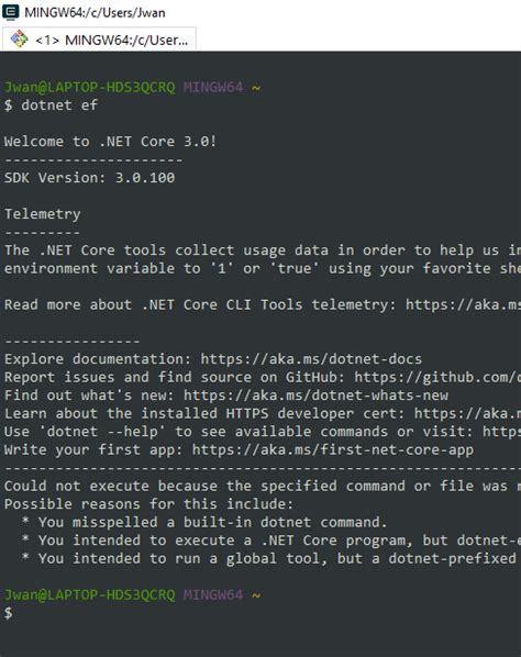 Entity Framework Dotnet Ef Command No Longer Works After Upgrading To Visual Studio