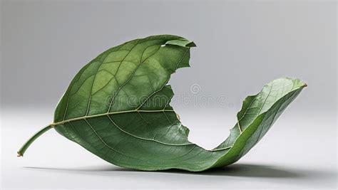 Photorealistic Image Of A Broken Leaf Opened On A White Background