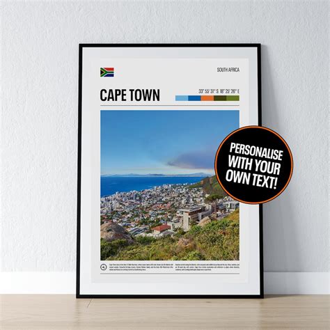 Cape Town Poster Cape Town Wall Art Cape Town Coordinates South Africa