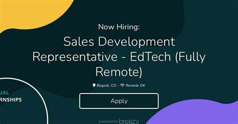Sales Development Representative Edtech Fully Remote At Virtual