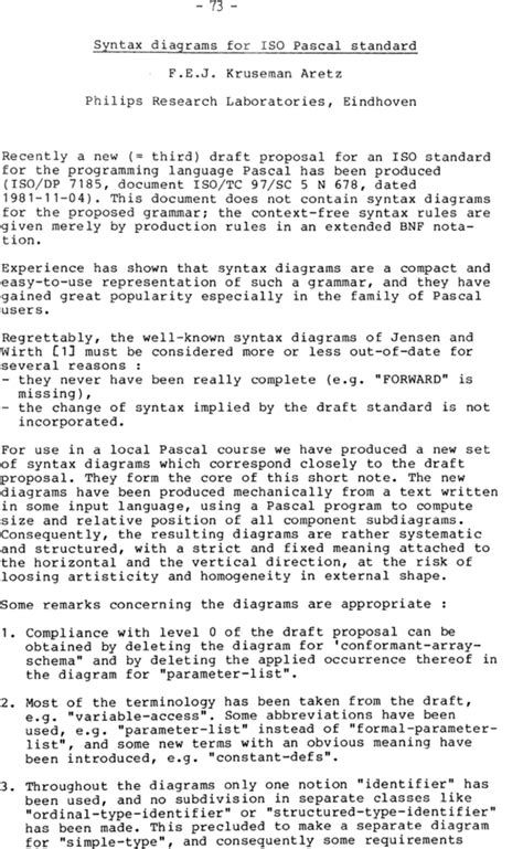 Syntax Diagrams For Iso Pascal Standard Acm Sigplan Notices