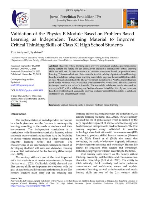 Pdf Validation Of The Physics E Module Based On Problem Based